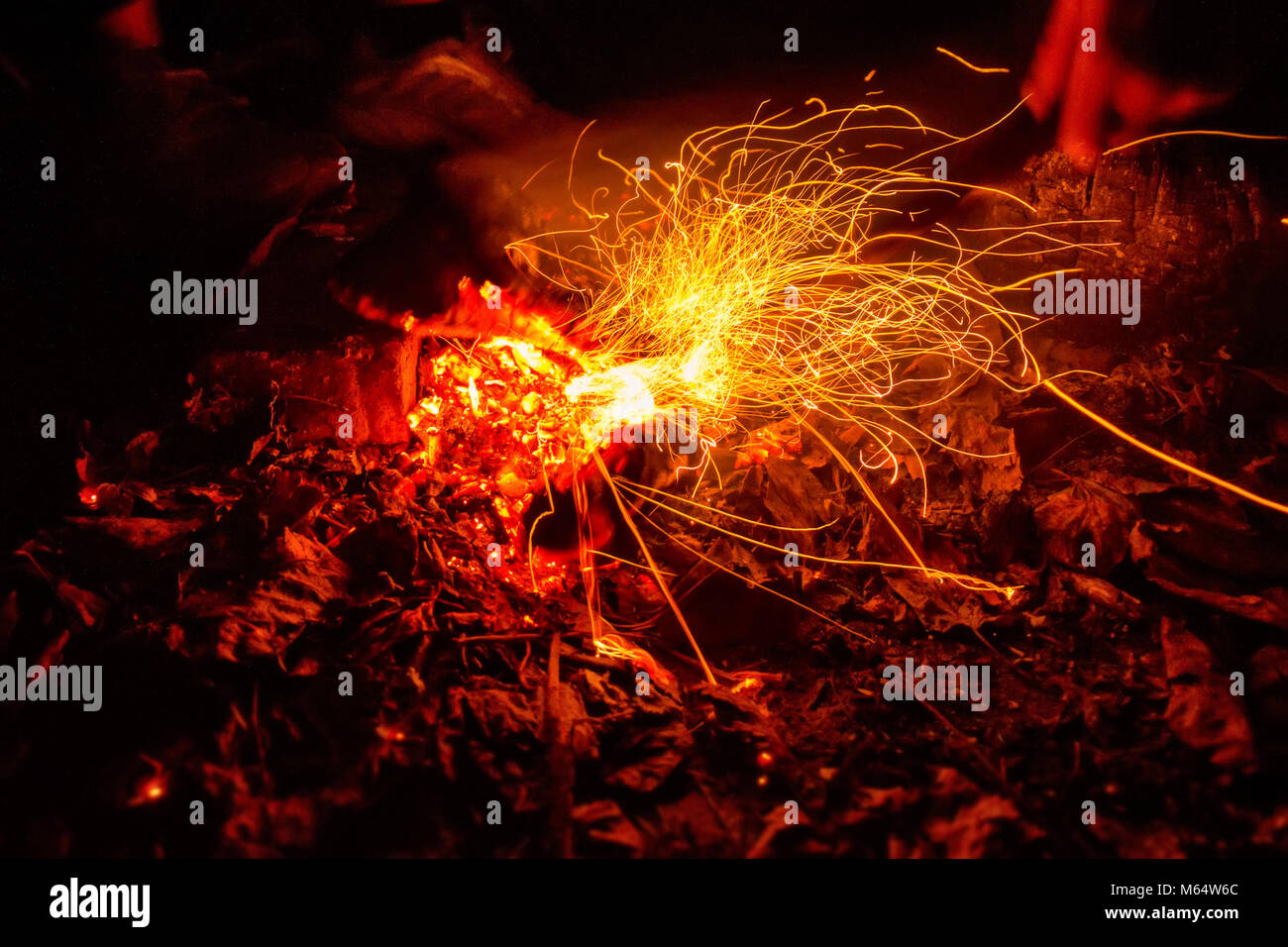 Close up bonfire slow shutter picture Stock Photo - Alamy