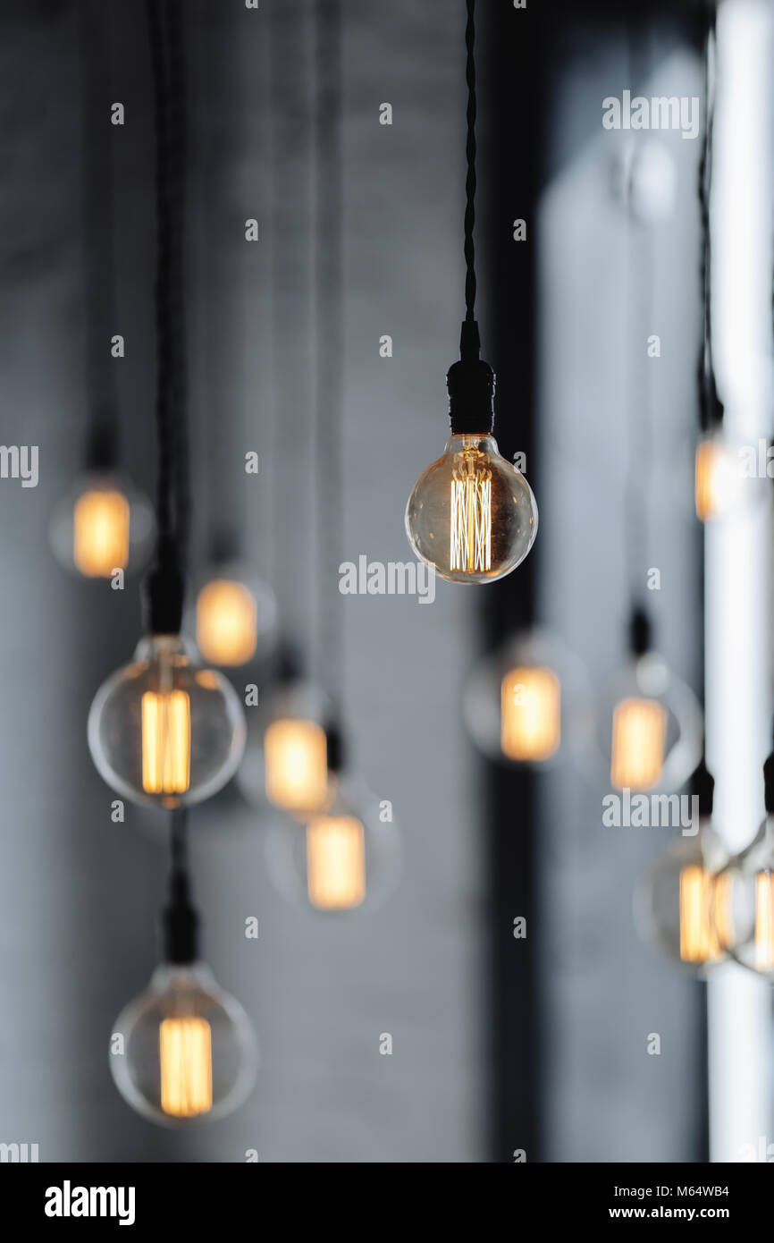 Lamps on the coffee place with blur background Stock Photo - Alamy