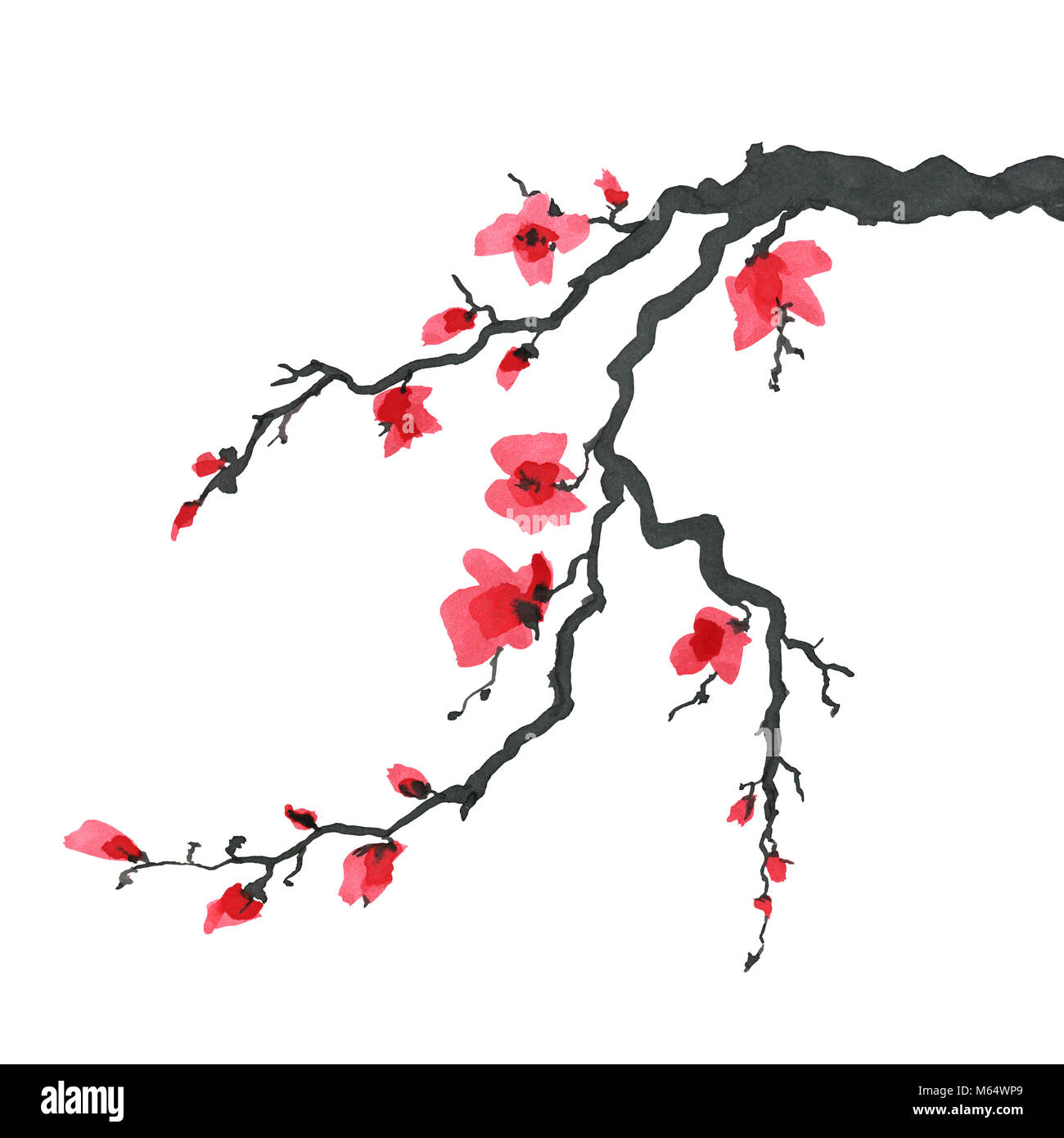 Red Cherry Blossom Tree Drawing