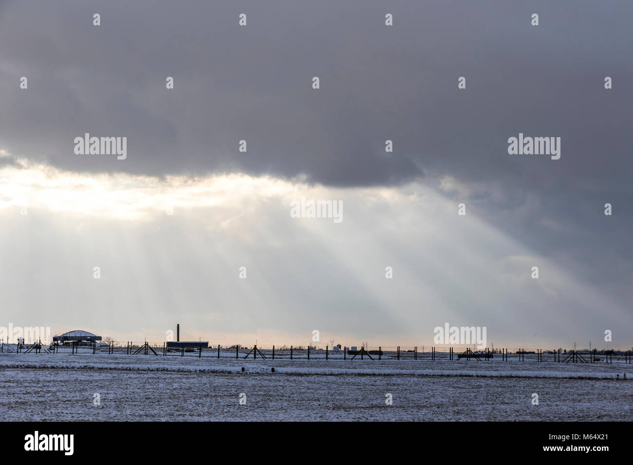 Dramatic winter sky over Majdanek concentration camp in Lublin, Poland ...