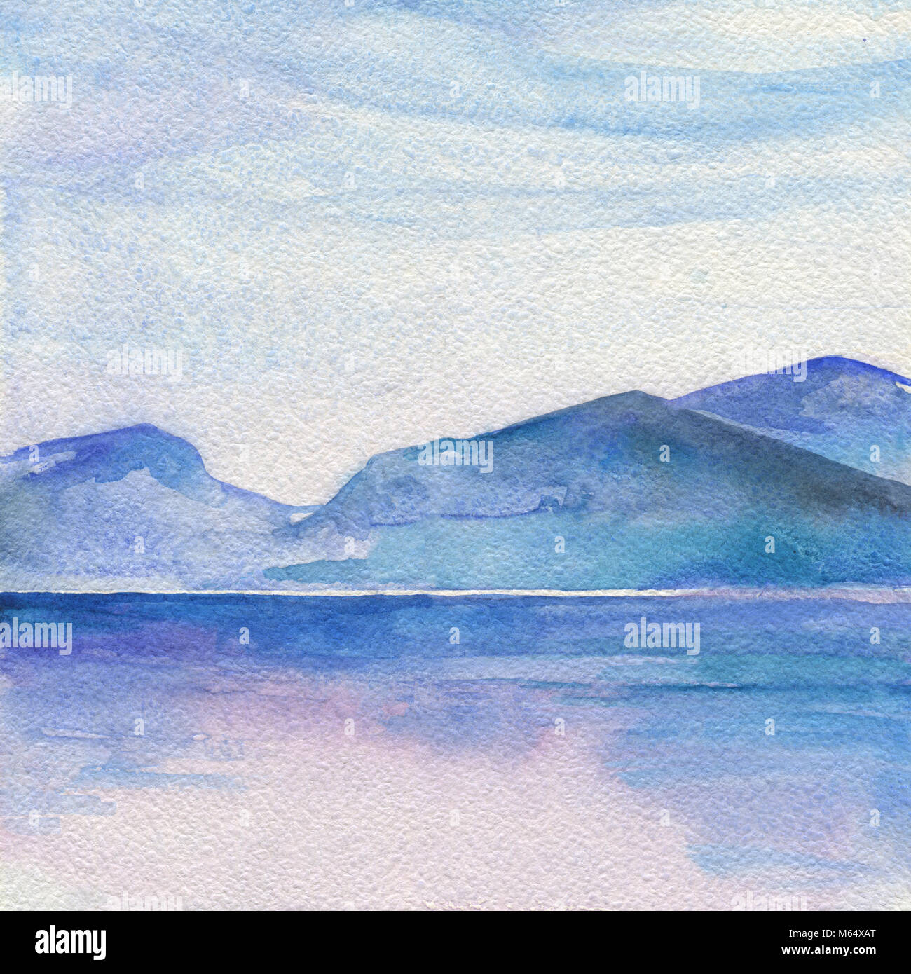 Ocean watercolor hand painting illustration Stock Photo - Alamy