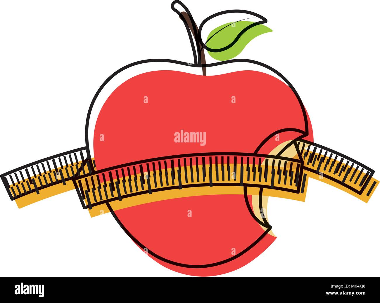 apple with measuring tape icon Stock Vector Image & Art - Alamy