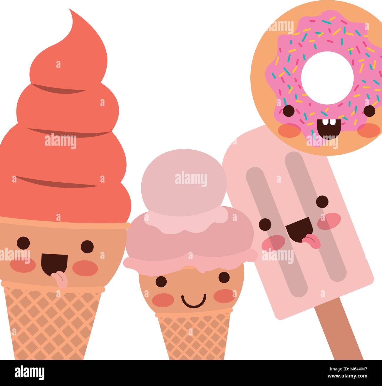 delicious ice cream group and donut kawaii characters Stock Vector ...