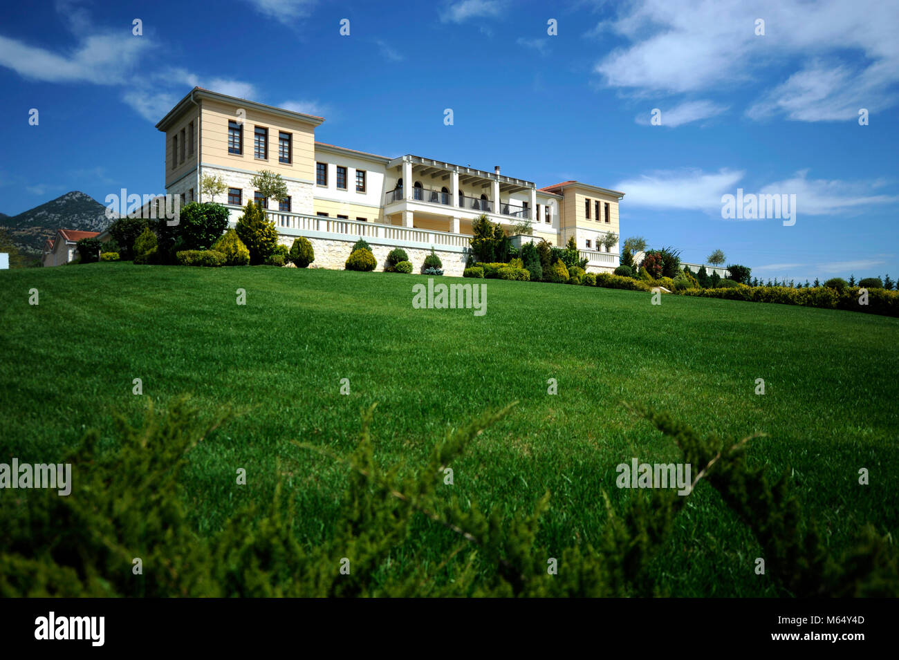 Beautiful large palace with stairs and lawn Stock Photo - Alamy