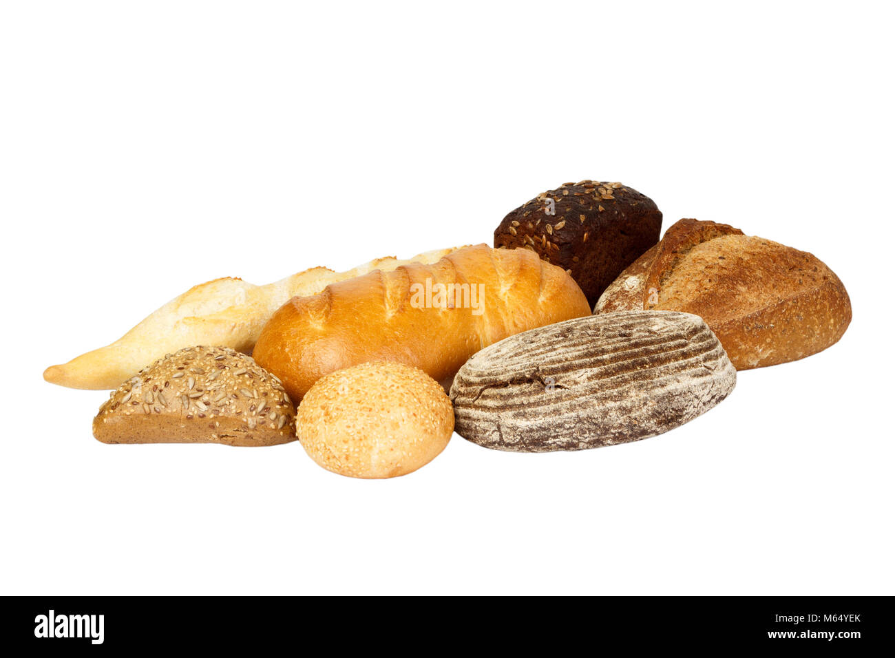 Variety of bread, isolated on white background Stock Photo - Alamy