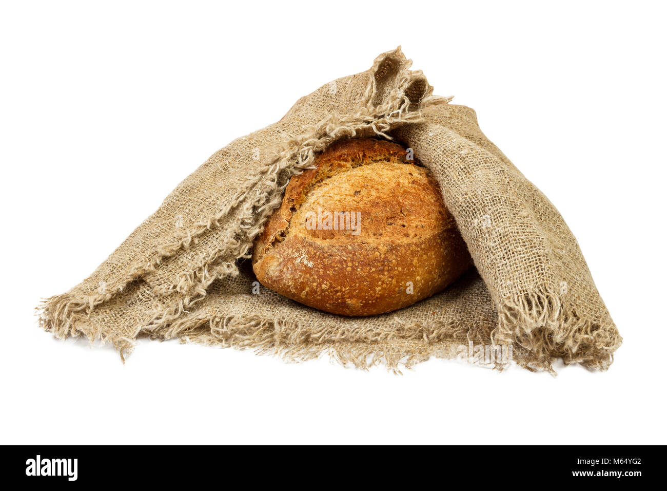 Fresh bread in cloth, isolated on white Stock Photo - Alamy
