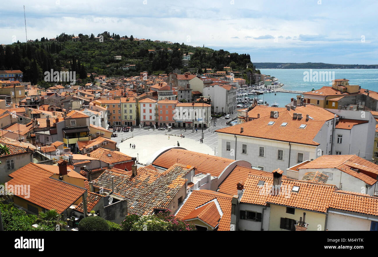 Details of old part of Piran city Stock Photo - Alamy