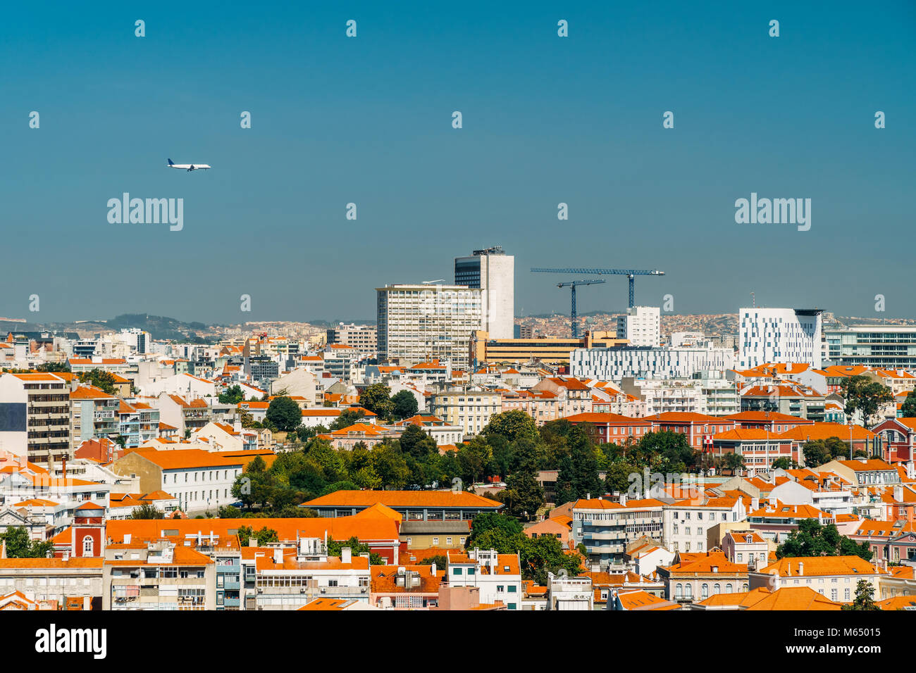 Panoramic View Of Downtown Lisbon Skyline Of The Old Historical City In ...