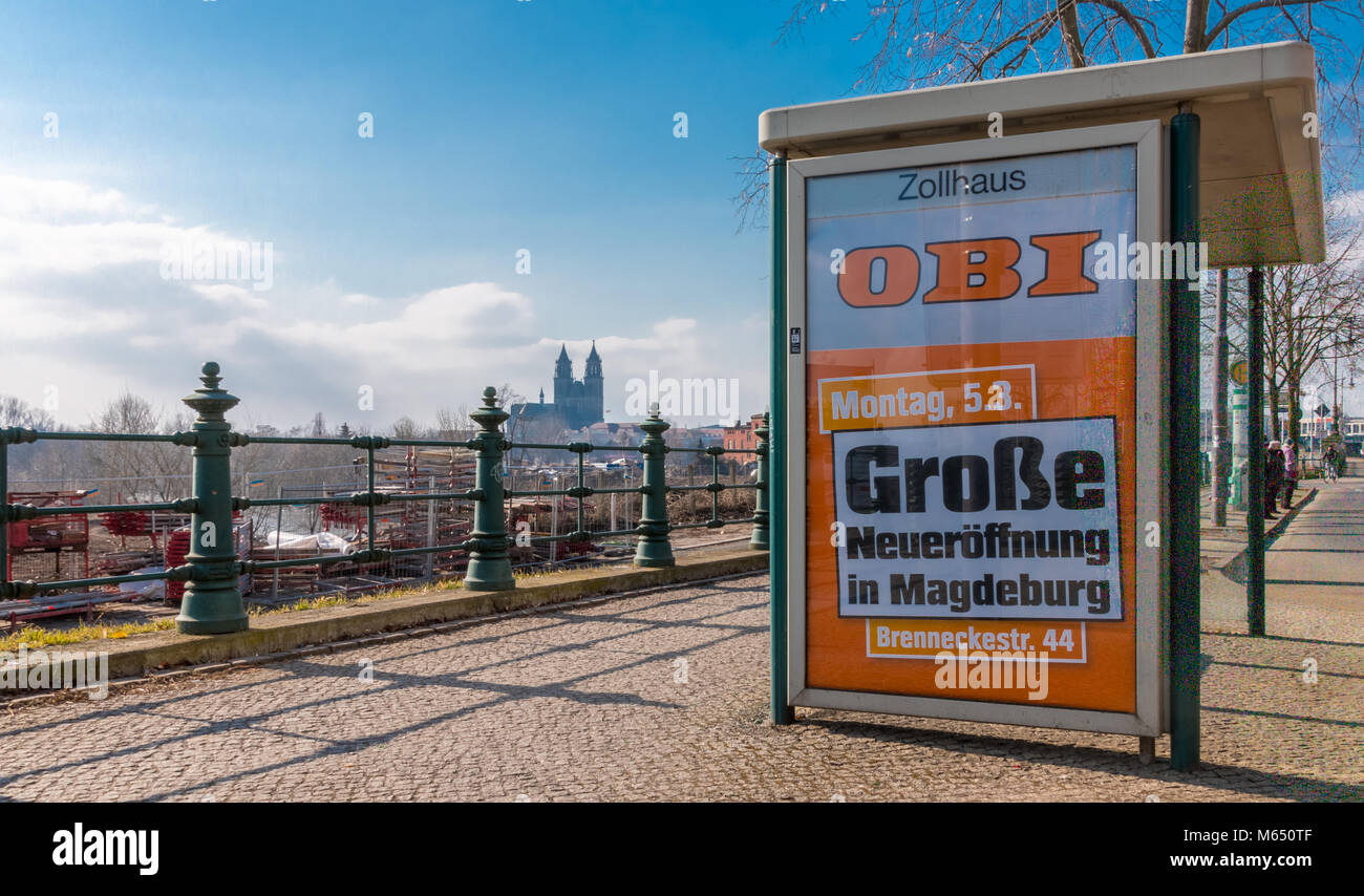Magdeburg, Germany - February 28,2018: View of an advertising board of ...