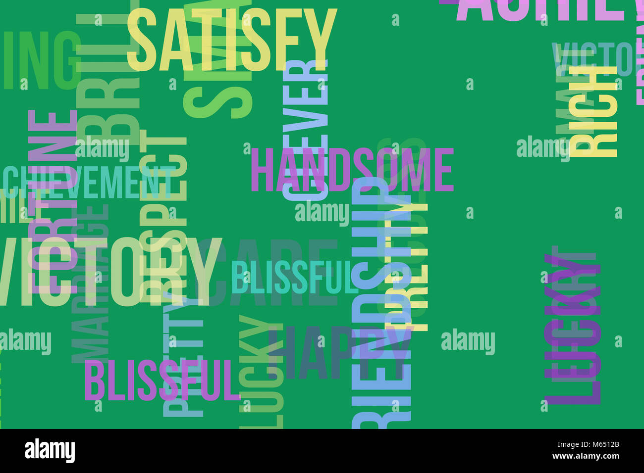 Happy word cloud, for design wallpaper, texture or background Stock ...