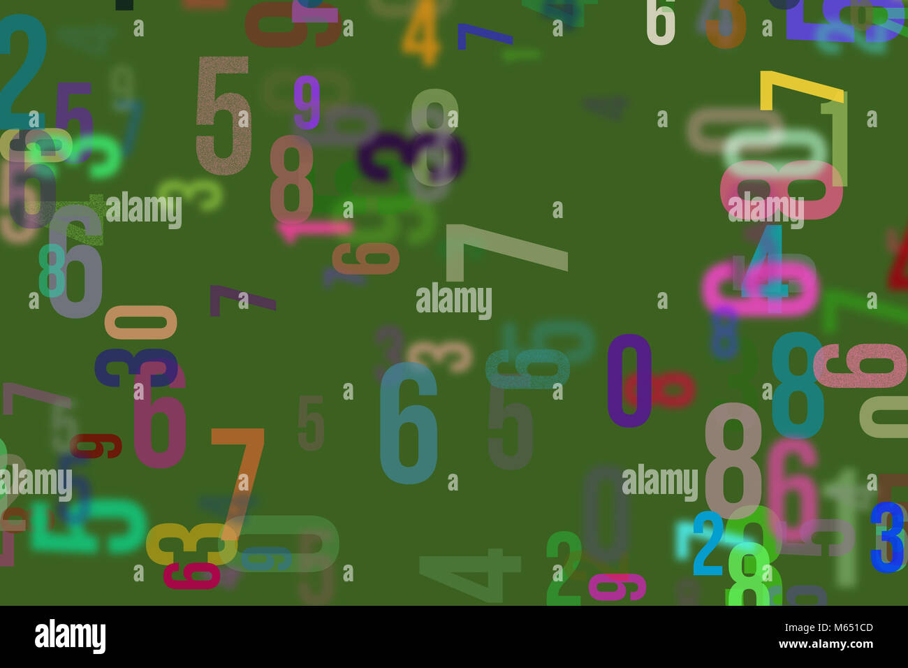 Colorful & blur number from 0 to 9, word cloud for education or ...