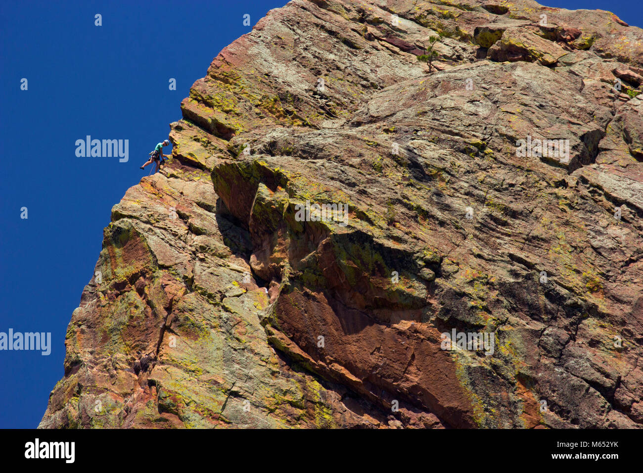 Rock climbing on cliff, Eldorado Canyon State Park, Colorado Stock ...