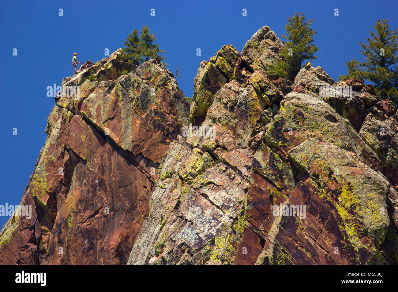 Rock climbing on cliff, Eldorado Canyon State Park, Colorado Stock ...