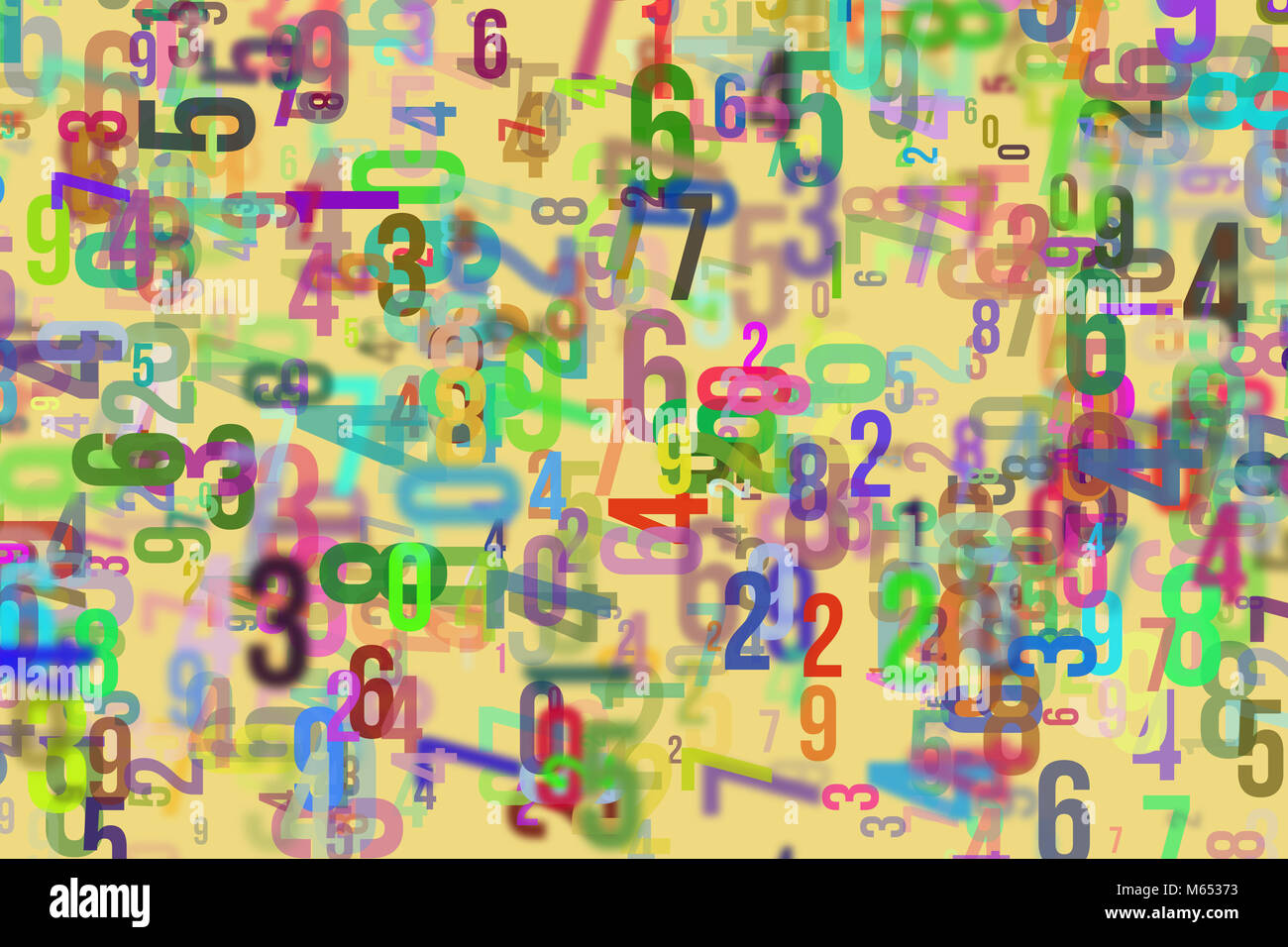 Colorful & blur number from 0 to 9, word cloud for education or ...