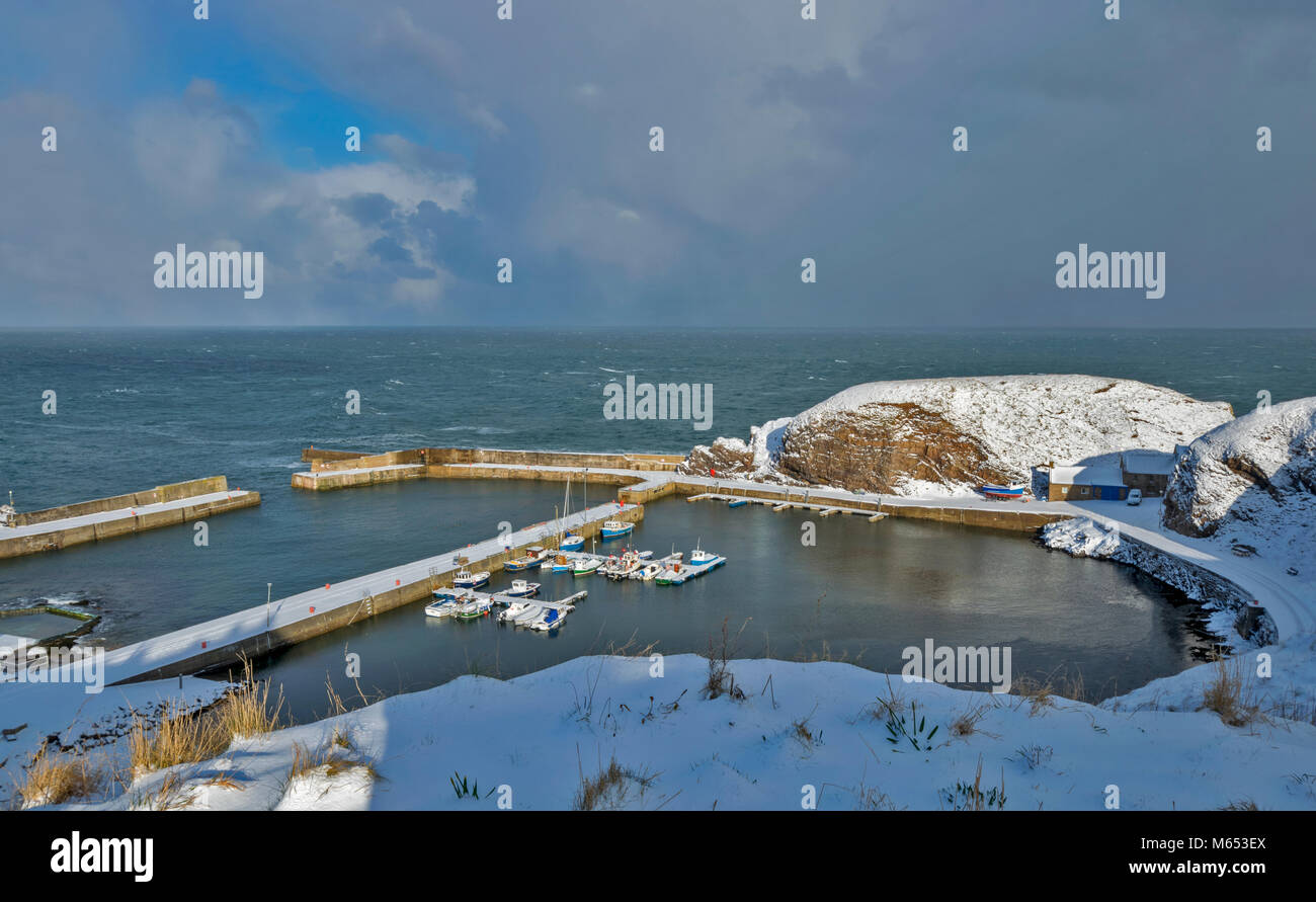MORAY COAST SCOTLAND PORTKNOCKIE THE HARBOUR IN FEBRUARY WINTER HIGH ...