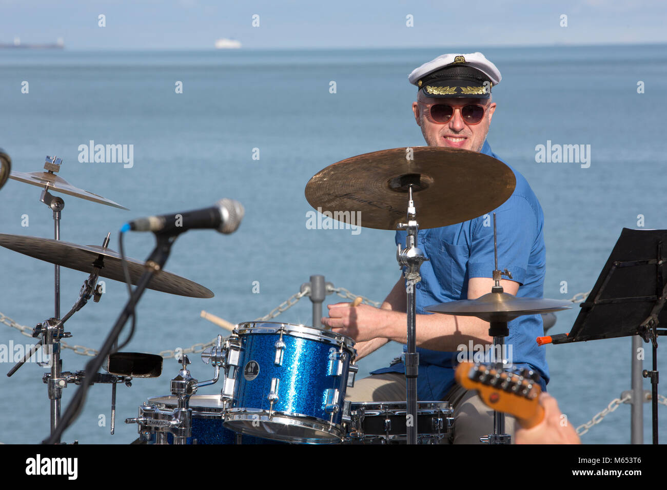 Whitstable Native Oyster Band performing on Folkestone harbour arm ...