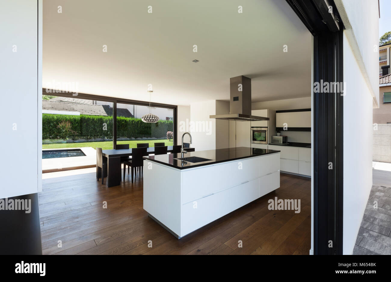 beautiful kitchen view from the outside Stock Photo - Alamy