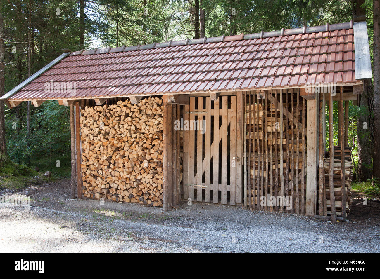 Wooden shack used for storage of firewood Stock Photo - Alamy