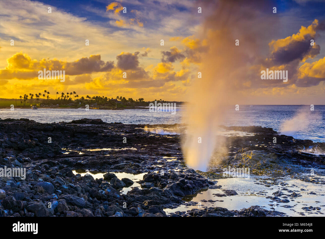 Spouting horn blowhole on Kauai, Hawaii Stock Photo - Alamy