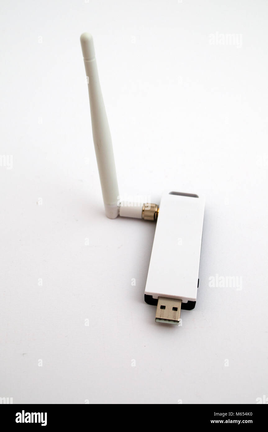 White internet adapter on a white background Stock Photo - Alamy