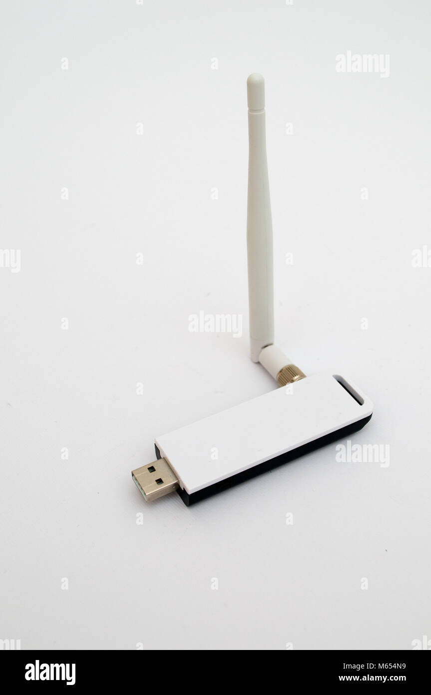 White internet adapter on a white background Stock Photo - Alamy
