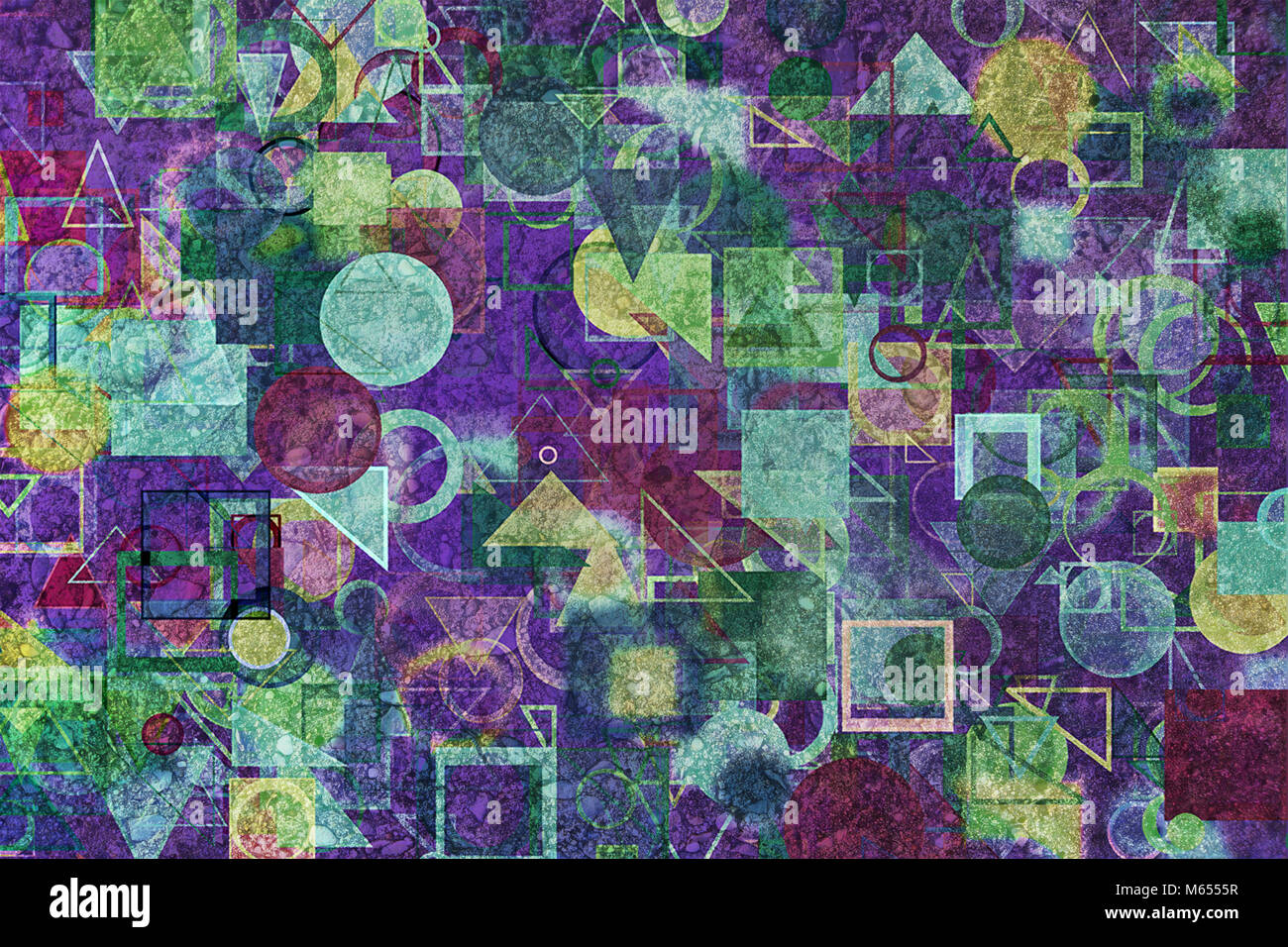 Random circle, square, rectangle & triangle shape, digital generative ...