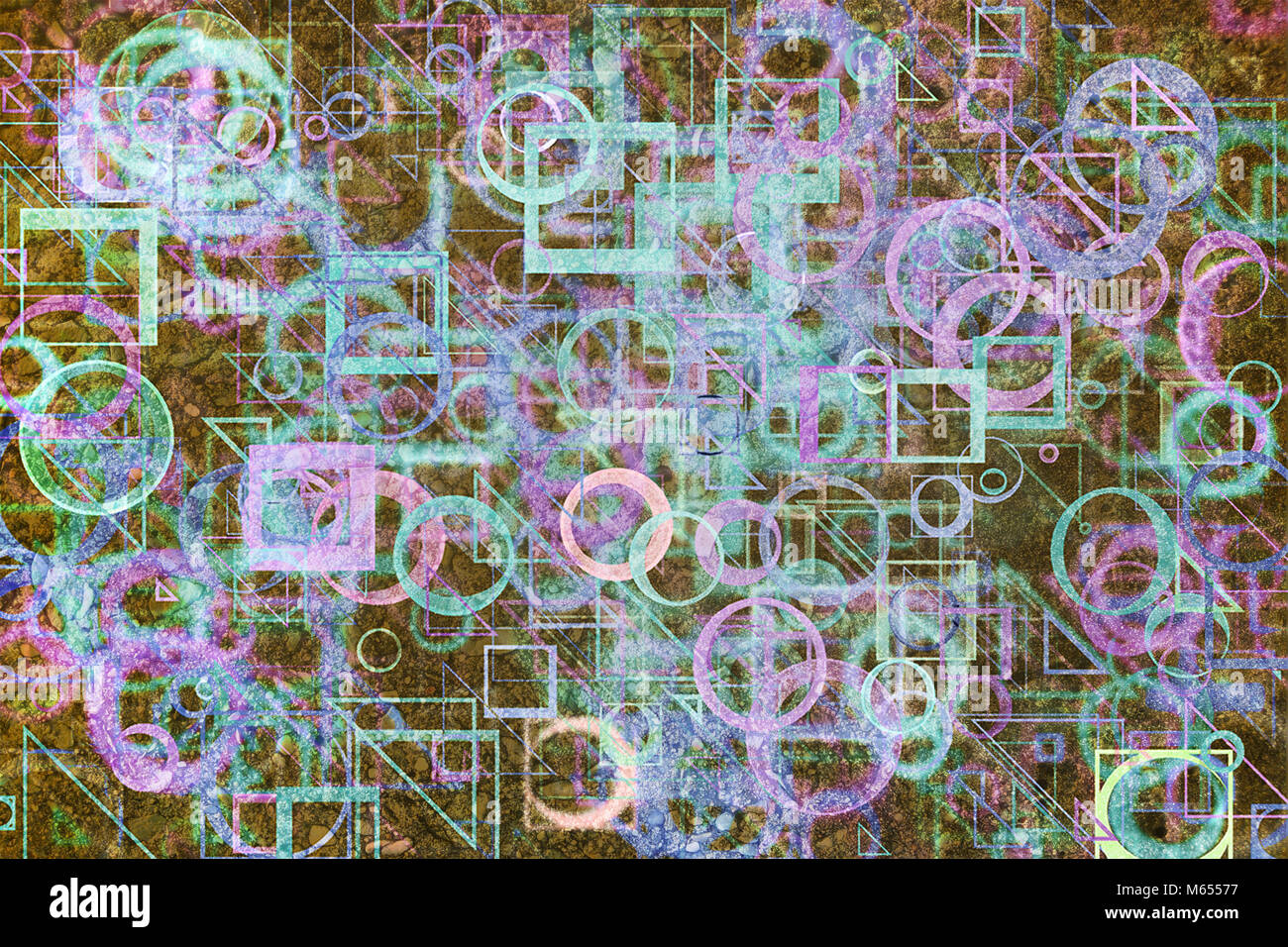 Random circle, square, rectangle & triangle shape, digital generative ...