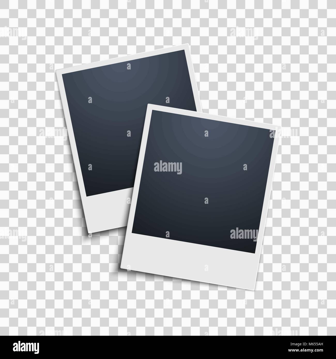 Two empty photo frames on a transparent background. Vector illustration ...