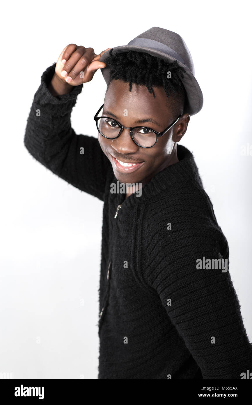 Man in black hat glasses hi-res stock photography and images - Alamy