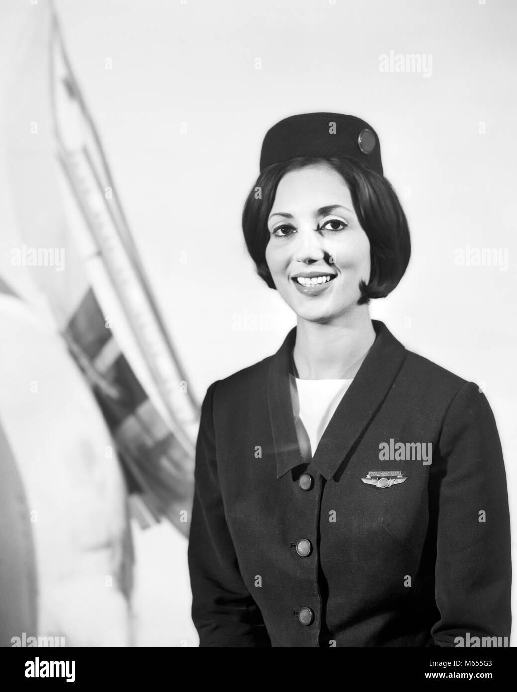 Portrait female worker smiling Black and White Stock Photos & Images ...