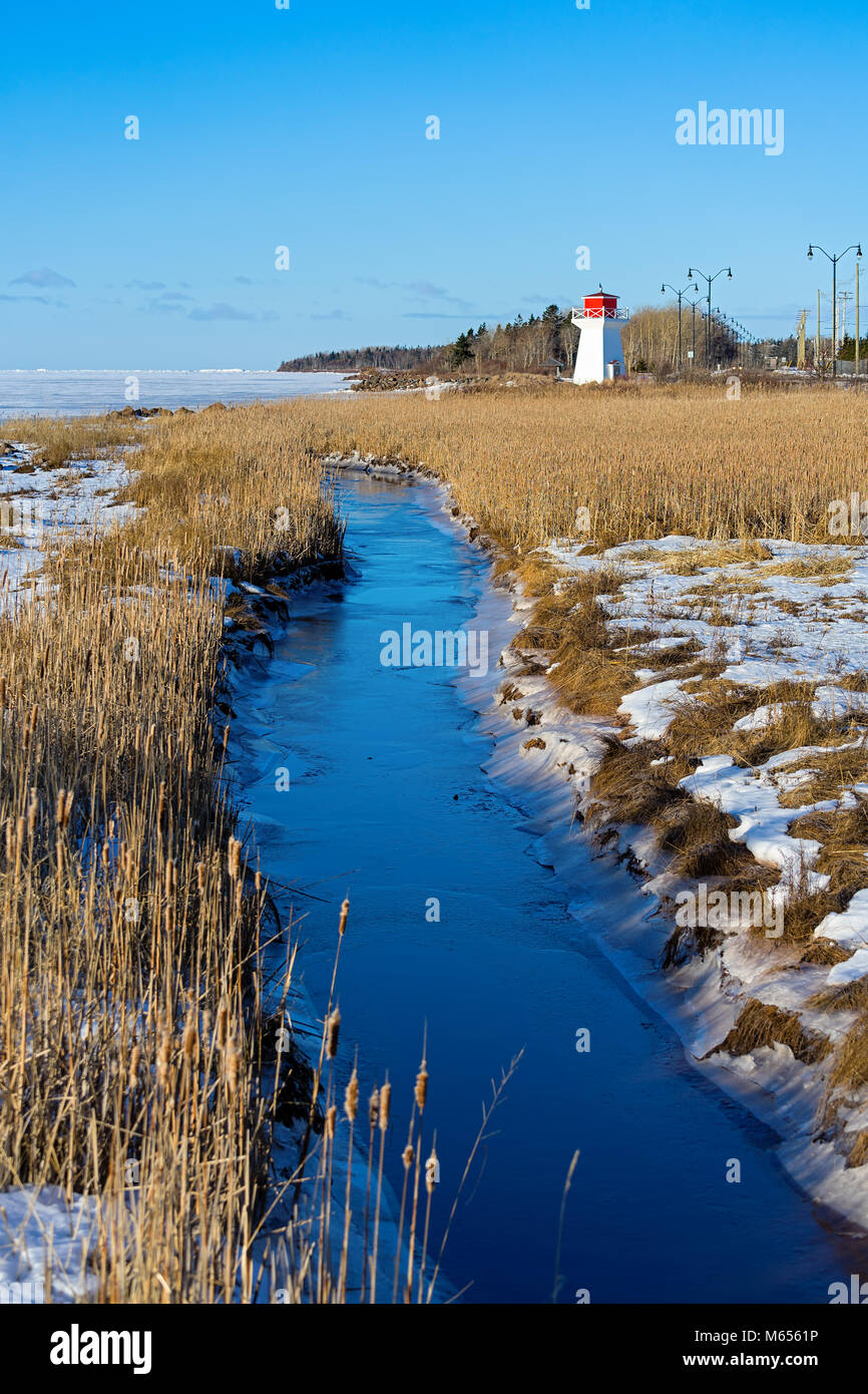 Lighthouse or range light along the waterfront of Summerside, Prince Edward Island Stock Photo ...