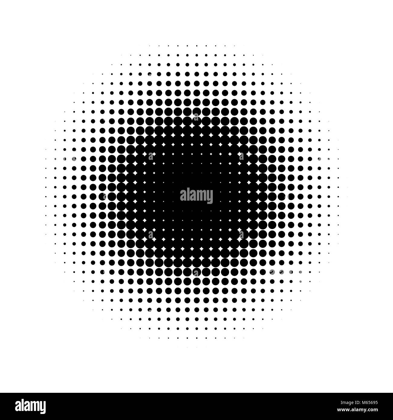 Halftone effect on white background. Halftone dots pattern. Radial ...