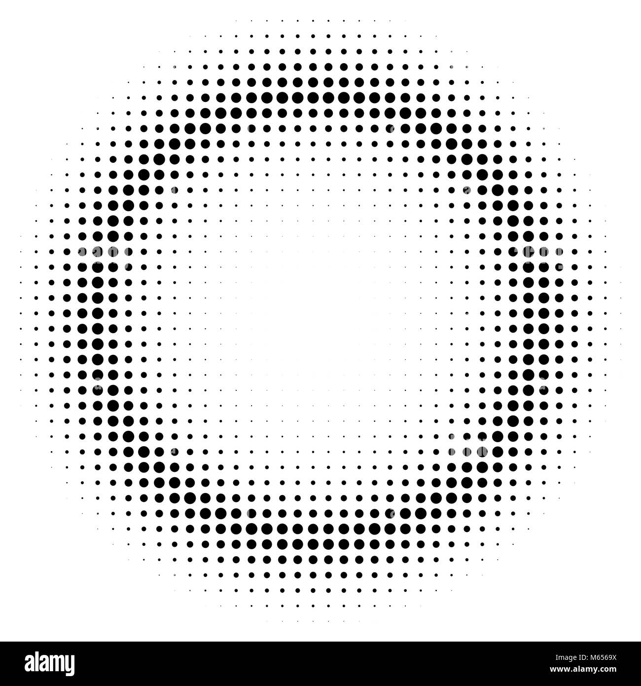 Halftone effect isolated on white background. Ring of dots. Radial ...