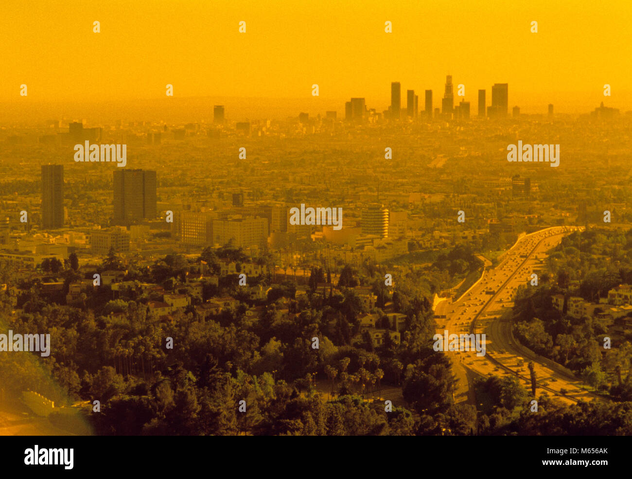 1990s AERIAL SKYLINE WITH SMOG LOS ANGELES CALIFORNIA USA - ca002716 ...