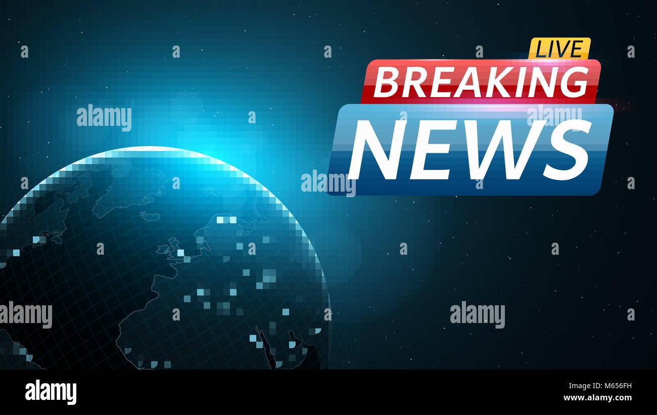 Breaking news live. Abstract futuristic background with a glowing blue ...