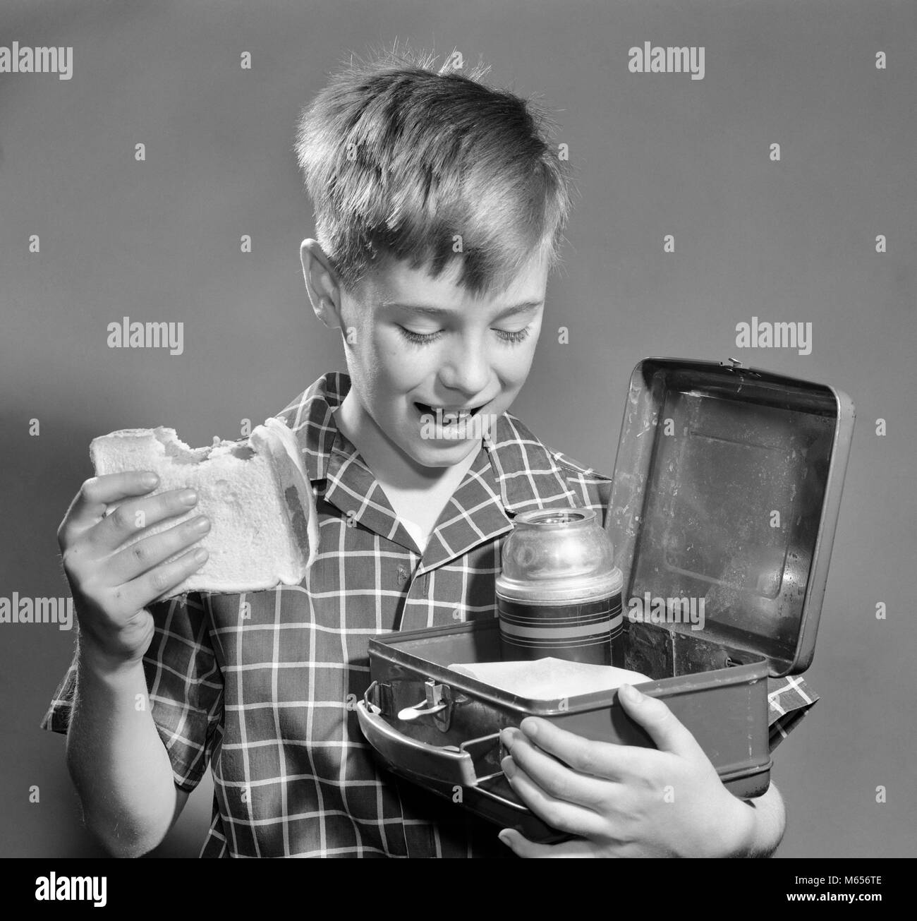 Kids vintage lunch box Black and White Stock Photos & Images - Alamy