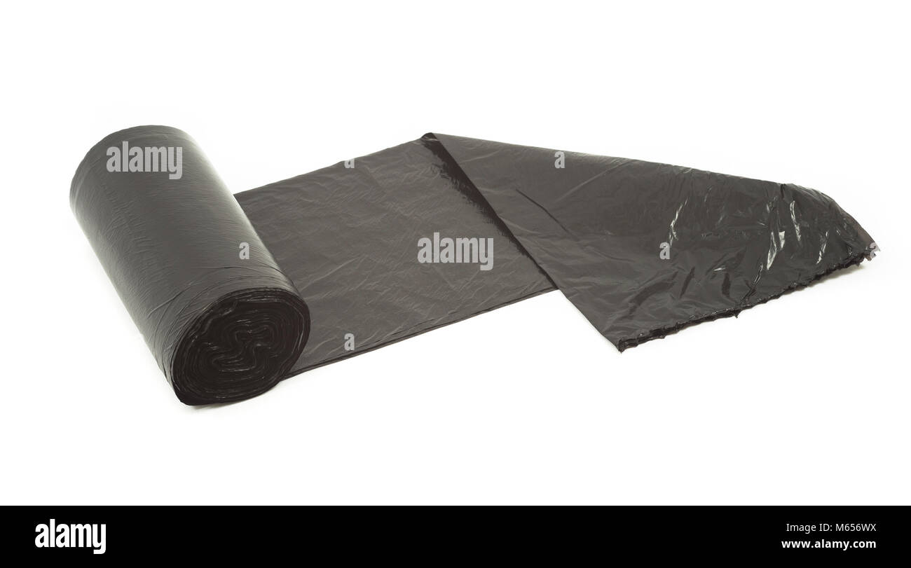 trash or garbage bag rolled and isolated on white Stock Photo - Alamy