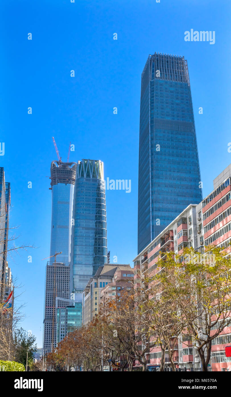 Three Big Skyscrapers China World Trade Center Z15 Towers Old Apartment ...