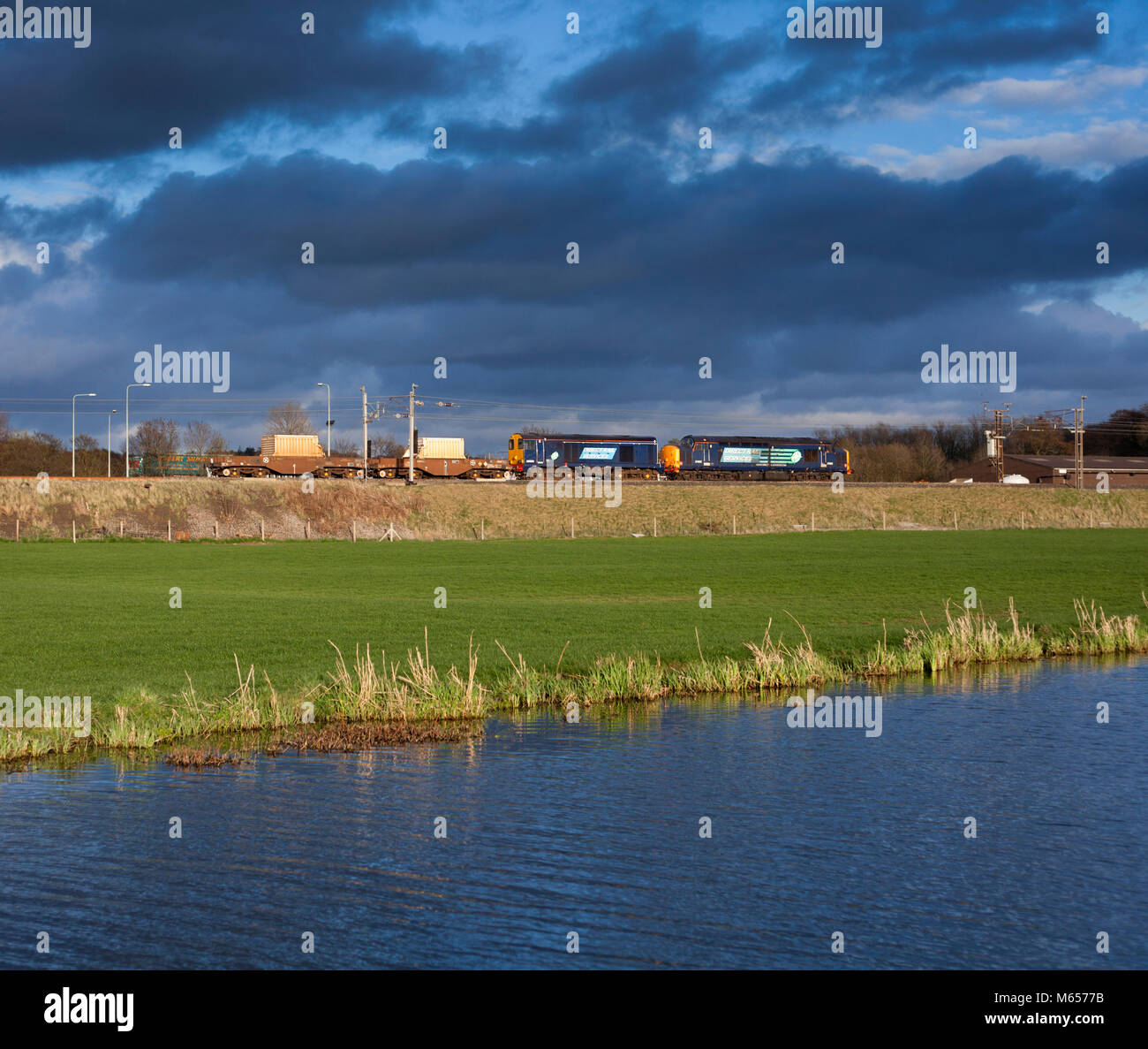 Direct rail services class 37 + 20 locomotives at Catterall North of ...