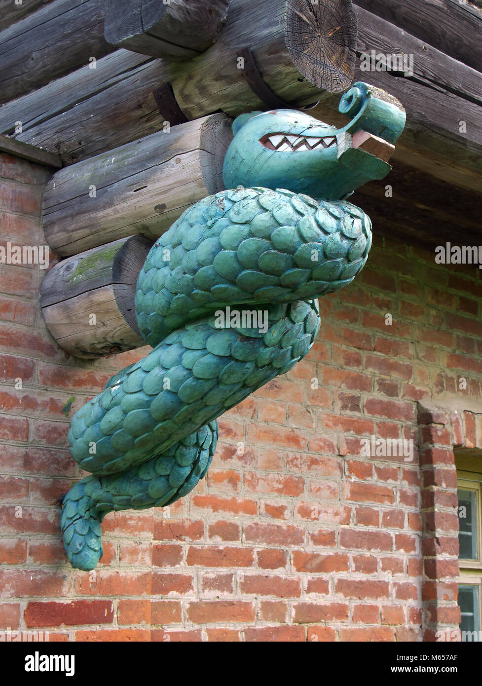 The architectural elements of the old building of the beam in the form ...