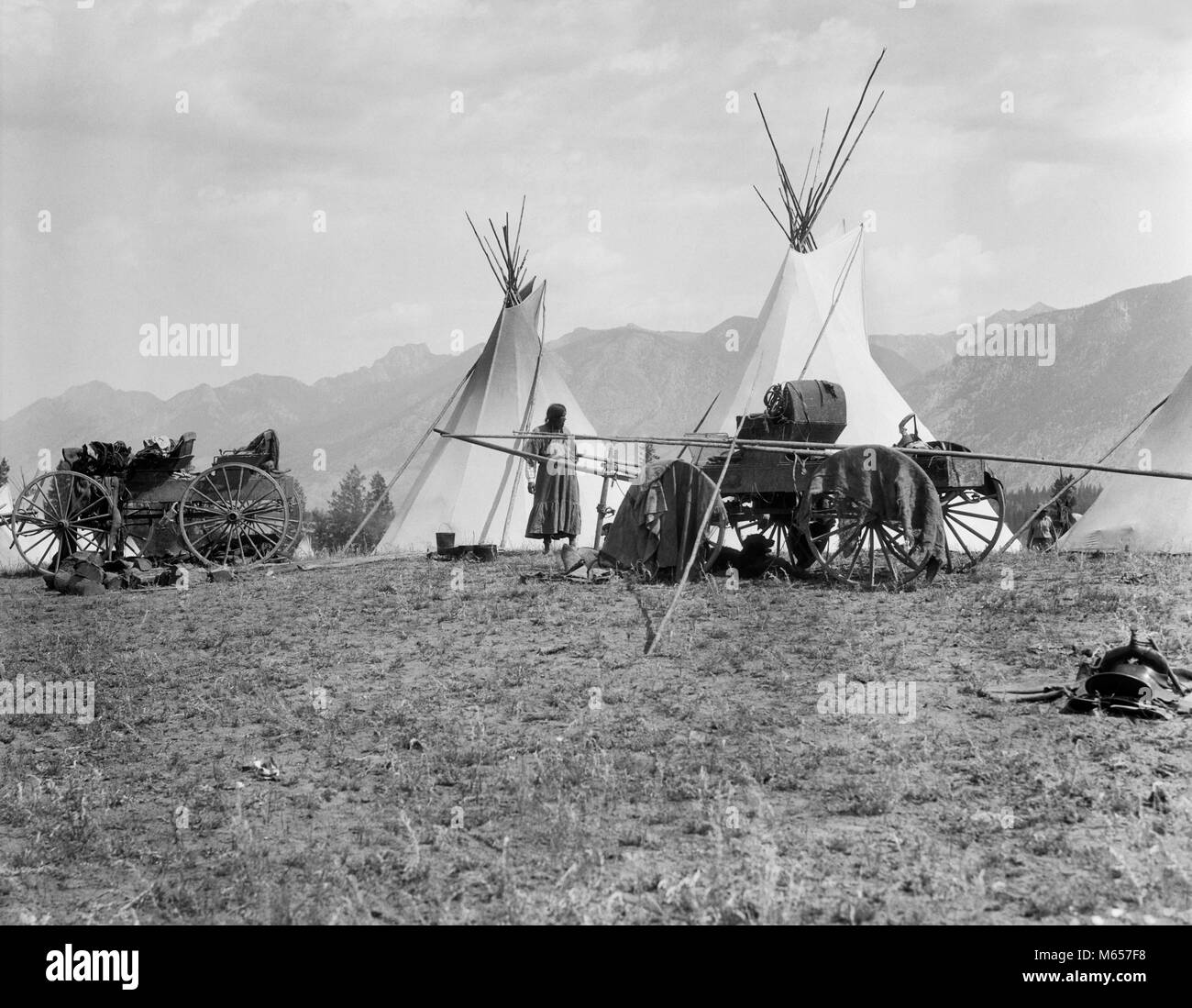 1920s WAGONS AND TEPEES IN BLACKFOOT INDIAN VILLAGE BRITISH COLUMBIA ...