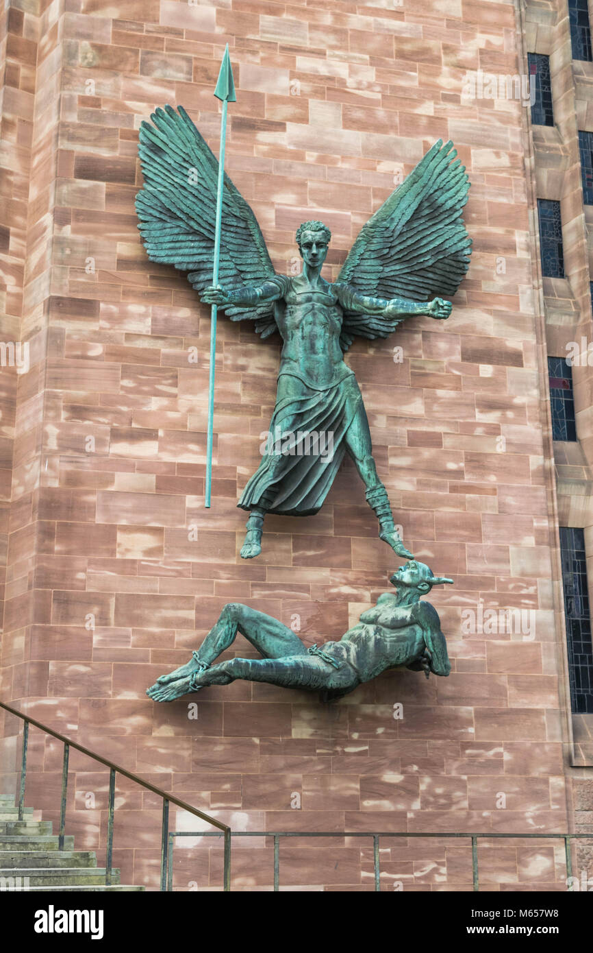 Coventry cathedral saint michael devil statue sculpture epstein jacob ...