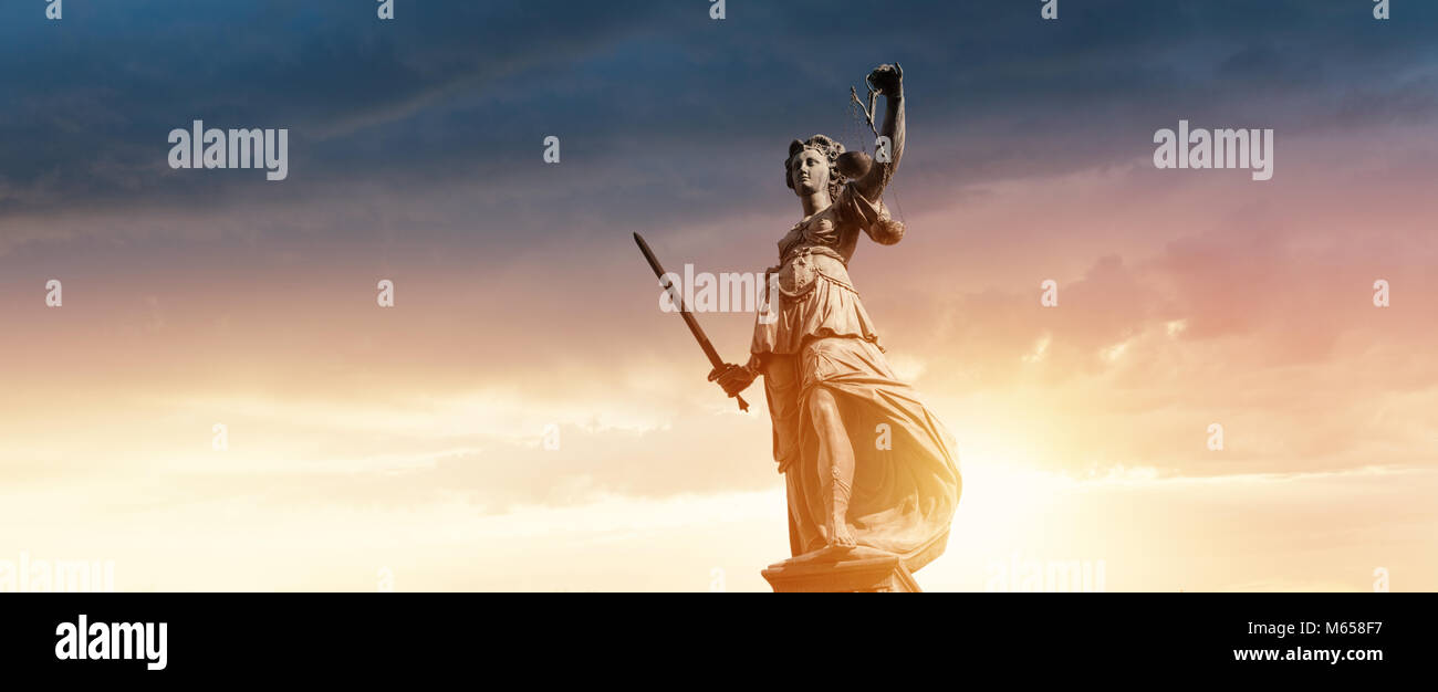 Justitia Figurine Statue - Personification of Justice Stock Photo - Alamy
