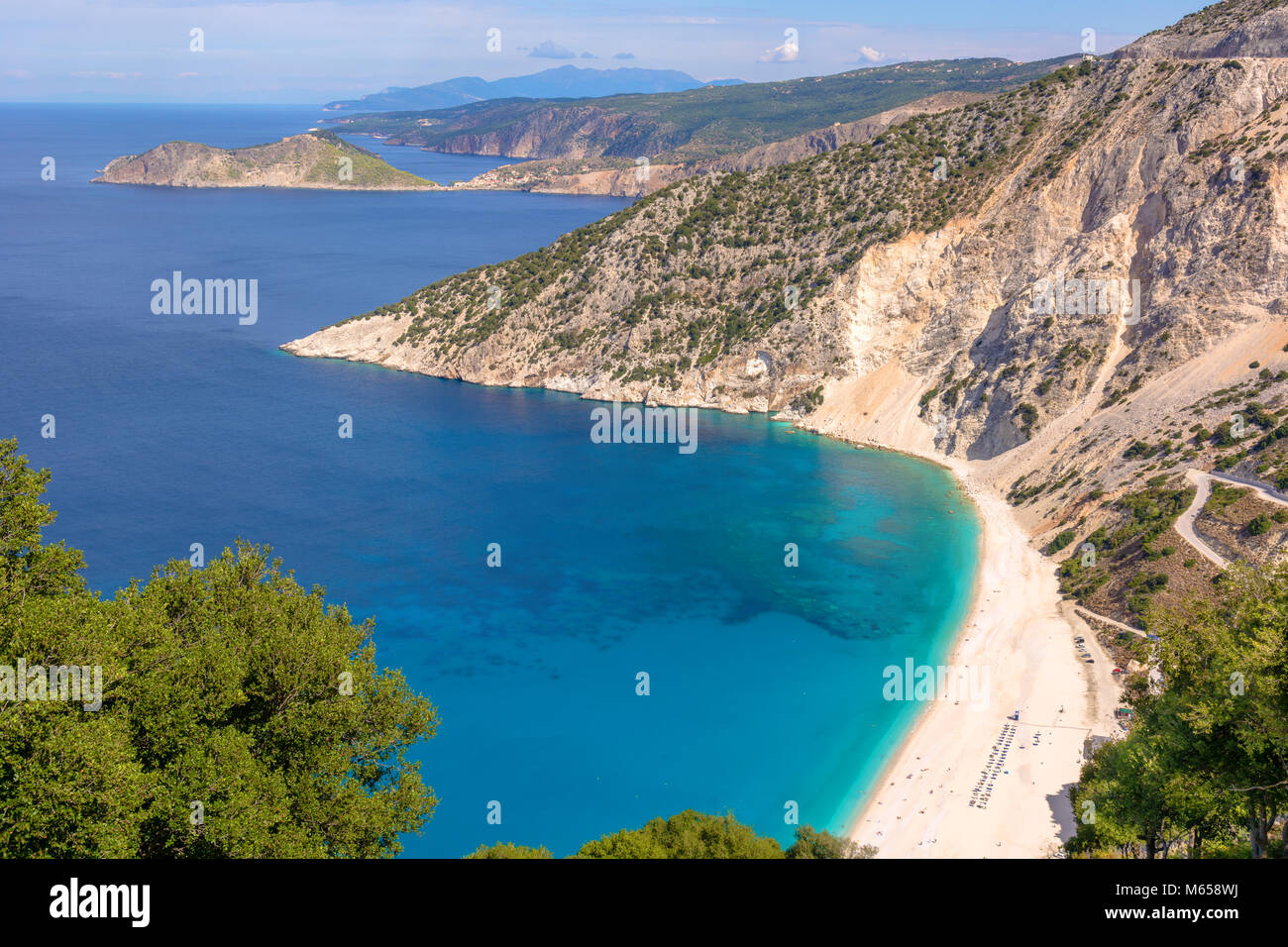 View of beautiful Myrtos beach on Kefalonia island. One of the best ...