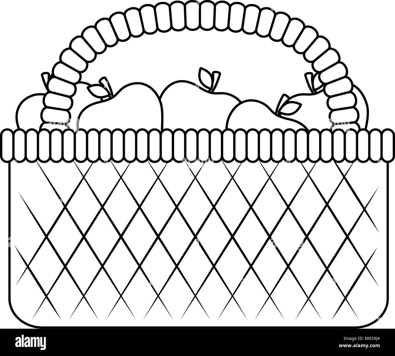 picnic basket with apples vector illustration design Stock Vector Image ...