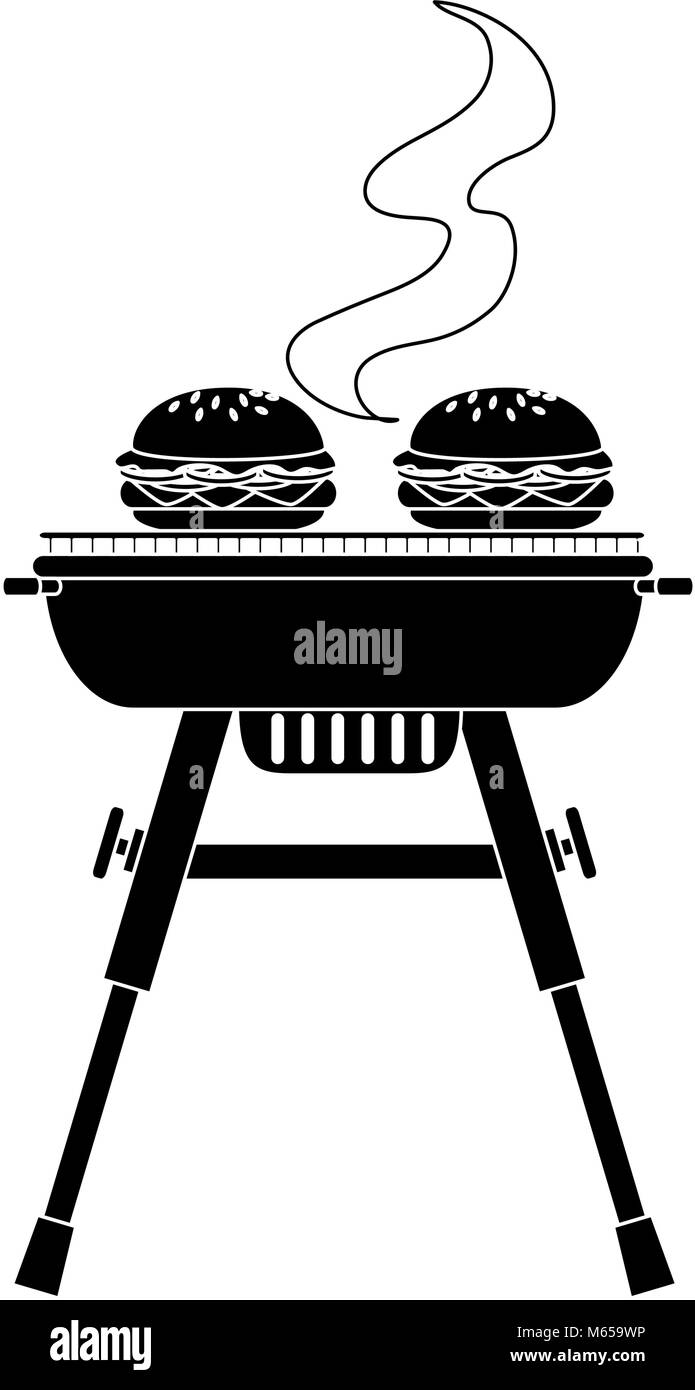 grill oven with burgers vector illustration design Stock Vector Image ...