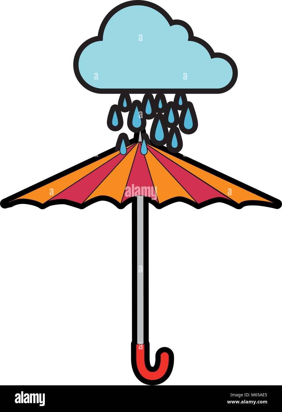 cloud rainy sky with umbrella vector illustration design Stock Vector ...