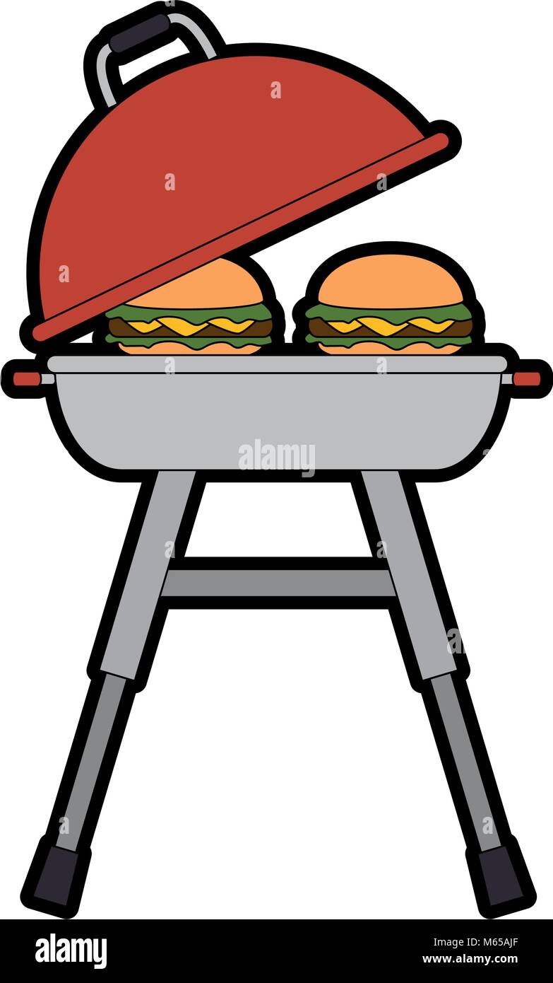 grill oven with burgers vector illustration design Stock Vector Image ...