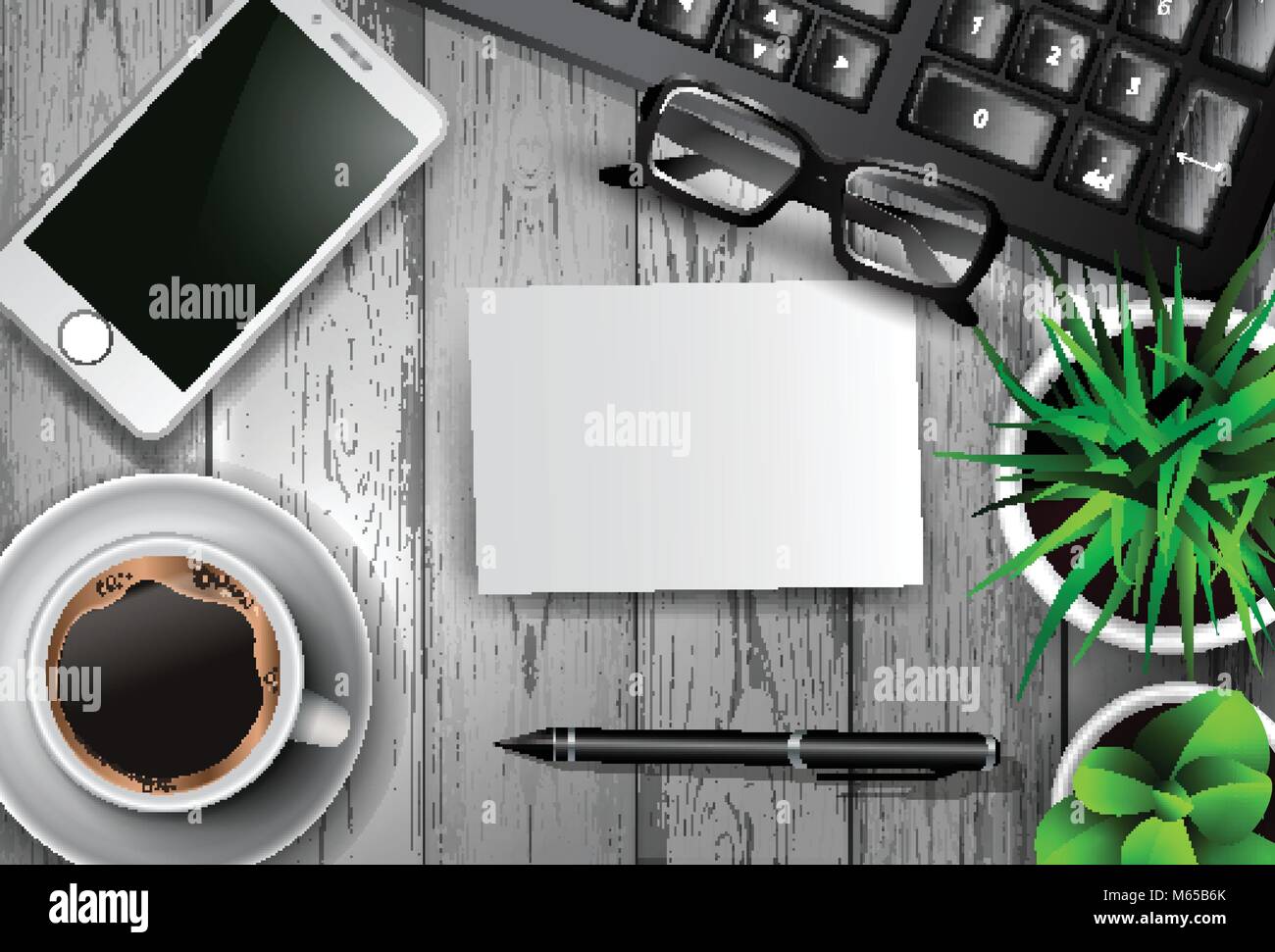 Modern workspace vector set with stationery Stock Vector Image & Art ...