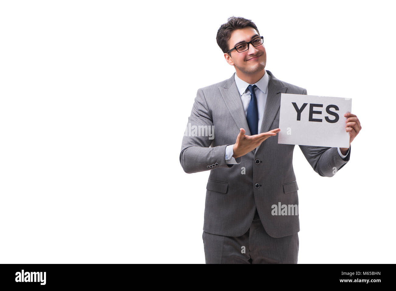 Businessman in positive yes answer isolated on white background Stock ...